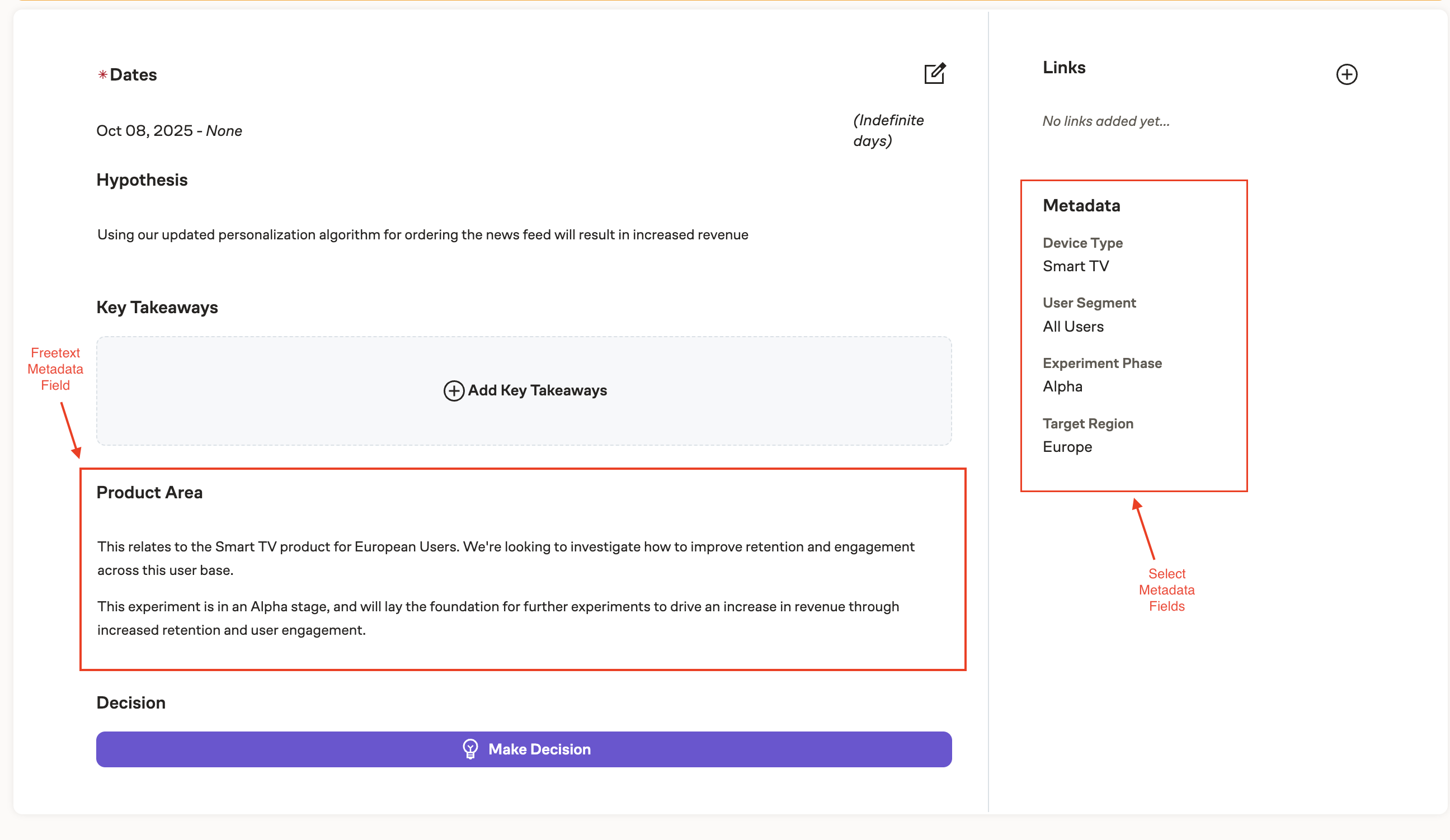 Adding and Editing Metadata in Experiments | The Eppo Docs